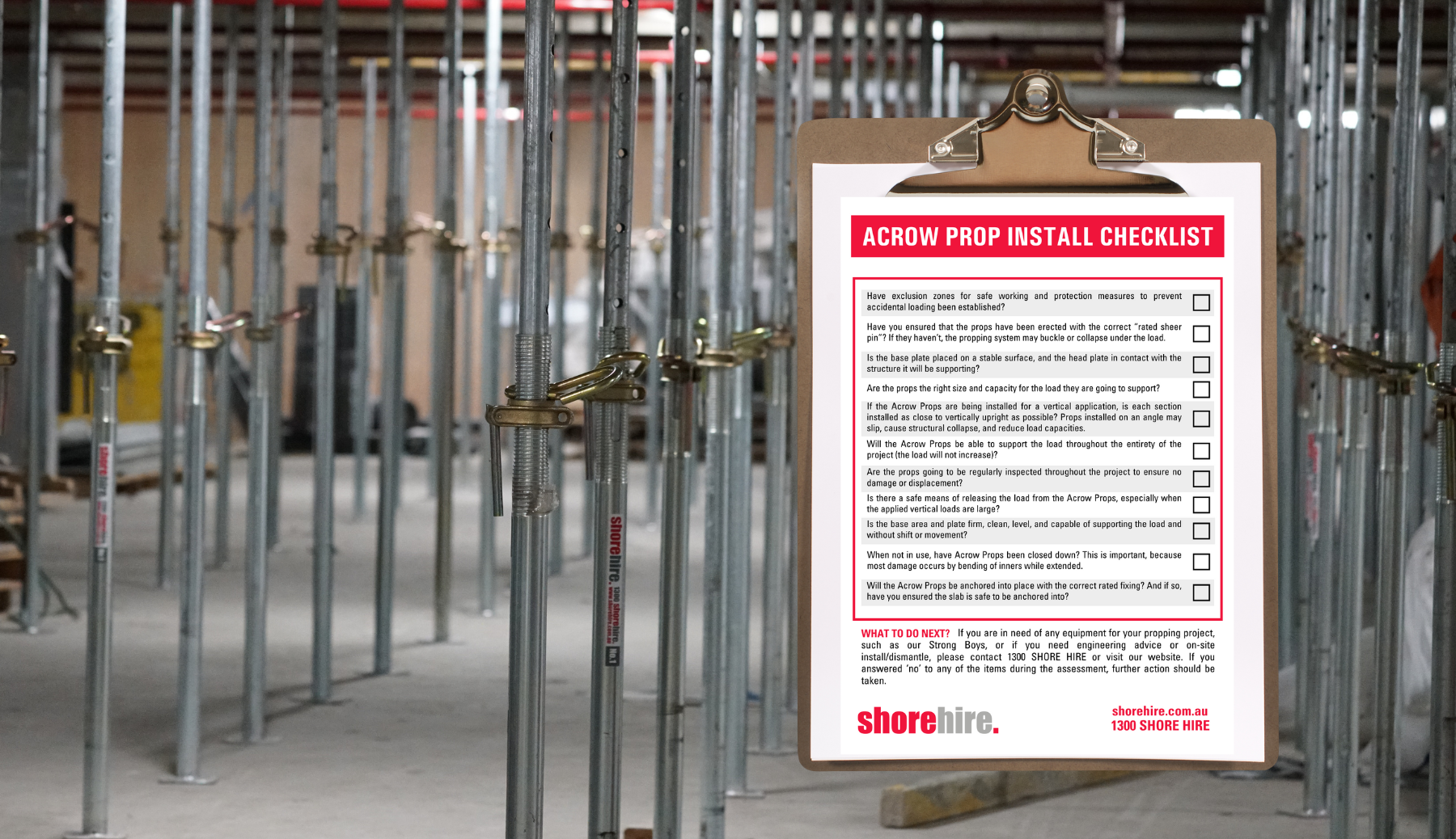 Download our Acrow Prop Install Checklist - Shore Hire